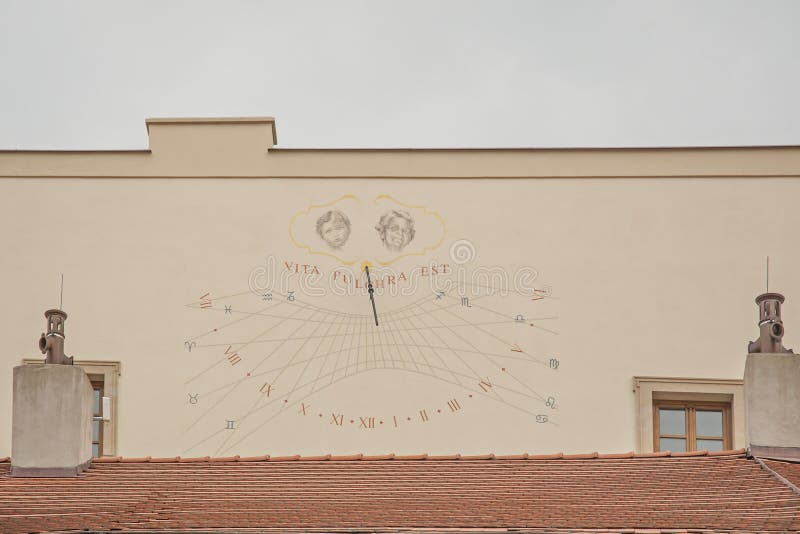 Sun-dial stock image. Image of clock, house, architecture - 47744849