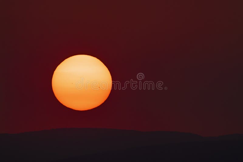 Sun Disc with Spots at Sunset on a Hot Summer Day Stock Image - Image ...