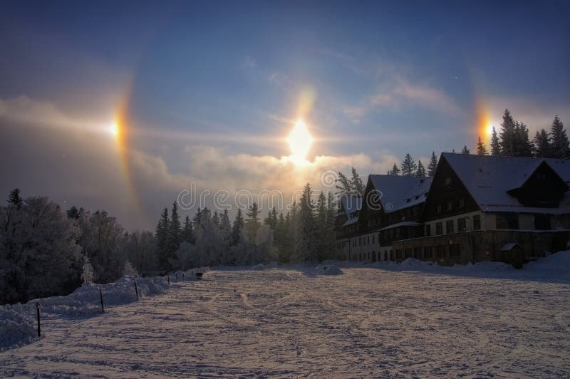 Sun Dog, a Atmospheric Phenomenon Stock Photo - Image of weather ...