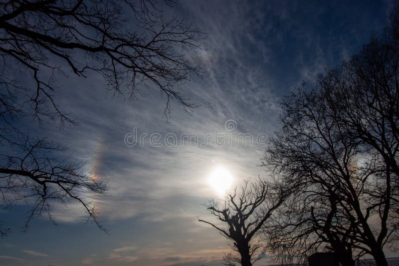 Sun Dog (parhelion) Phenomenon Over Lake Constance Stock Photo - Image ...