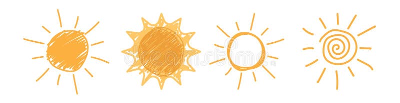 Sun Doodle Pencil Scribble Sketch Kids Doodle Stock Vector ...
