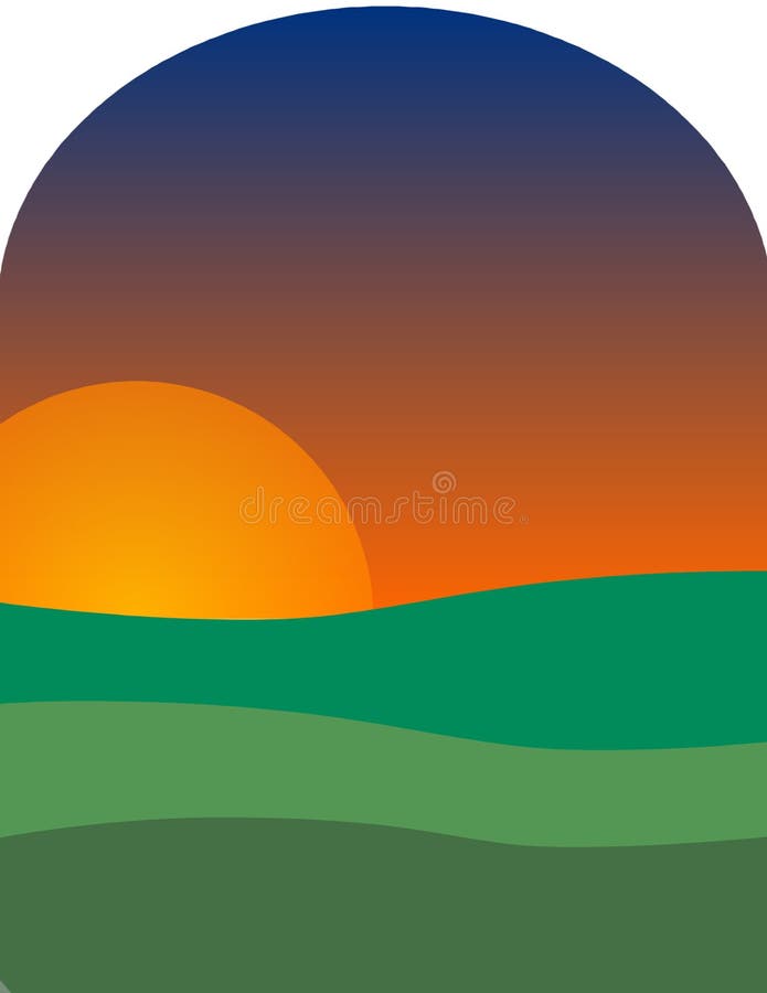 Sun Down stock illustration. Illustration of landscape, relaxing - 63999