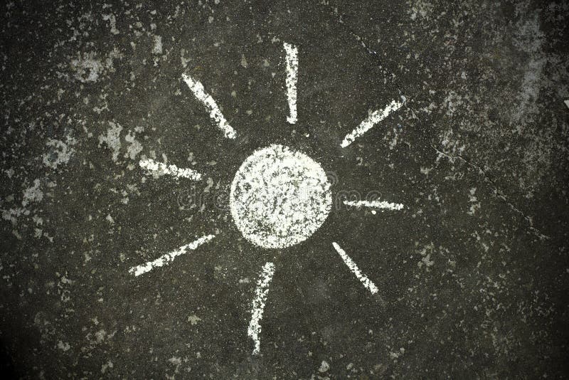 Sun Drawing with Chalk on Asphalt Stock Photo - Image of asphalt ...
