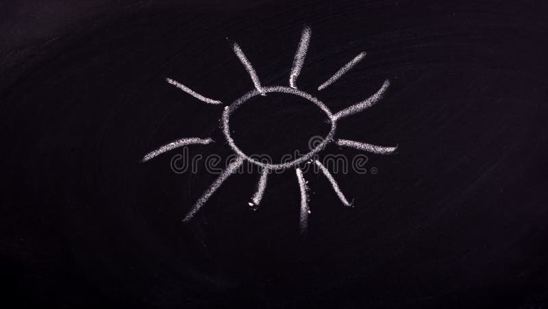 Sun Drawn on the Blackboard with a White Chalk Stock Image - Image of ...