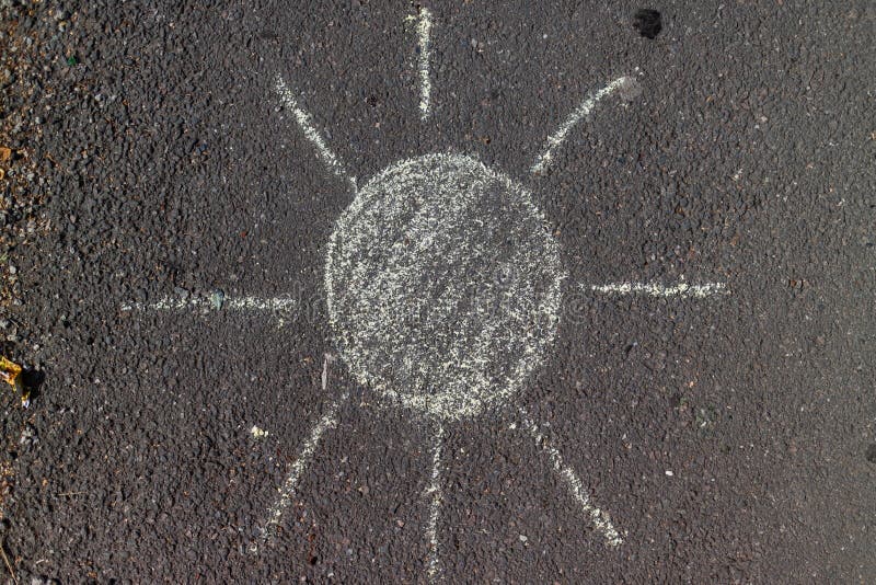 Sun Drawn in Chalk on Asphalt Outdoors Stock Image - Image of chalked ...