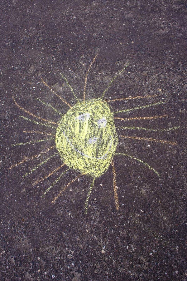 Sun Drawn in Chalk on Asphalt Outdoors Stock Photo - Image of childish ...