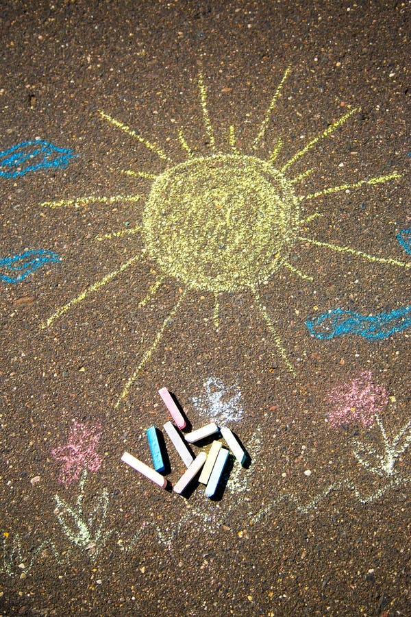 Sun is Drawn in Chalk on the Pavement Stock Image - Image of drawing ...