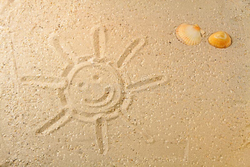 Sun drawn in the sand stock image. Image of sand, travel - 24760455