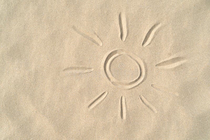 Sun Drawn on the Sand with Copy Space,Summer Concept Stock Photo ...