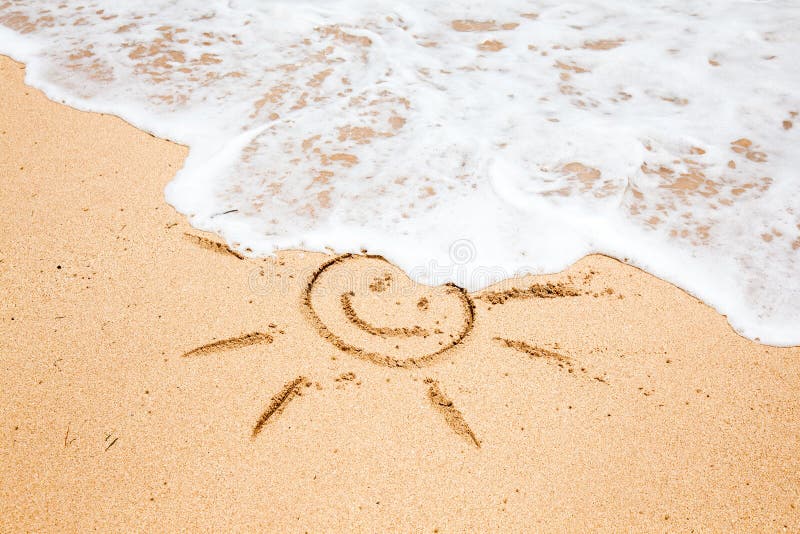 Smiley Sun on the Beach stock photo. Image of sand, positive - 31186602