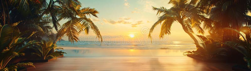 Sun-drenched Beach Stage Set with Warm, Yellow Lighting and a Serene ...