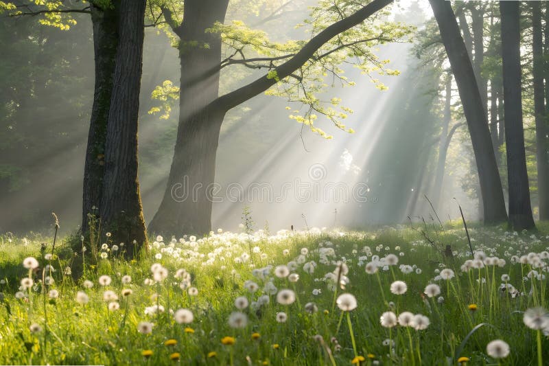 A Sun-drenched, Ethereal Image of a Forest Clearing Filled with ...
