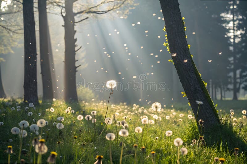 A Sun-drenched, Ethereal Image of a Forest Clearing Filled with ...