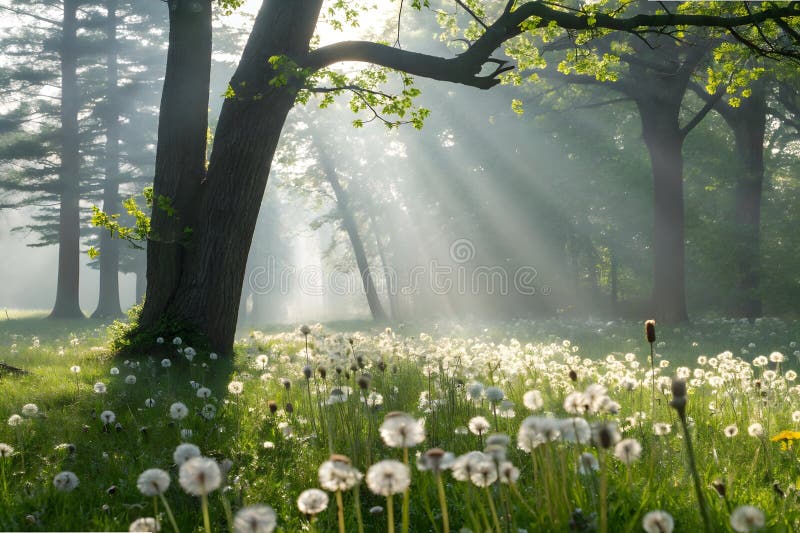 A Sun-drenched, Ethereal Image of a Forest Clearing Filled with ...