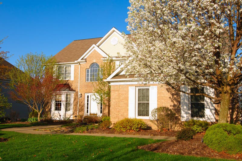 Fancy Home in Spring stock photo. Image of large, glass - 13997764