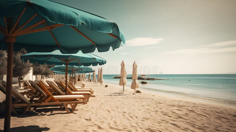 Sun-drenched Oasis, Sandy Beach, Floating Clouds, and Radiant Sunshine ...