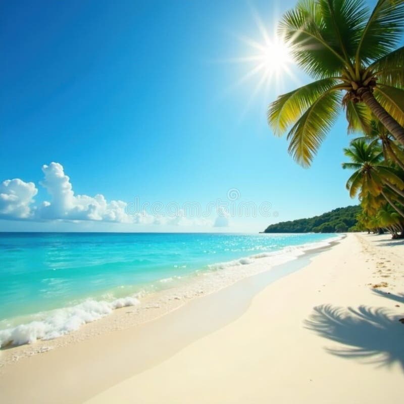 Sun Drenched, Pristine Beach; Empty Sand, Azure Sky, Uninhabited, Empty ...