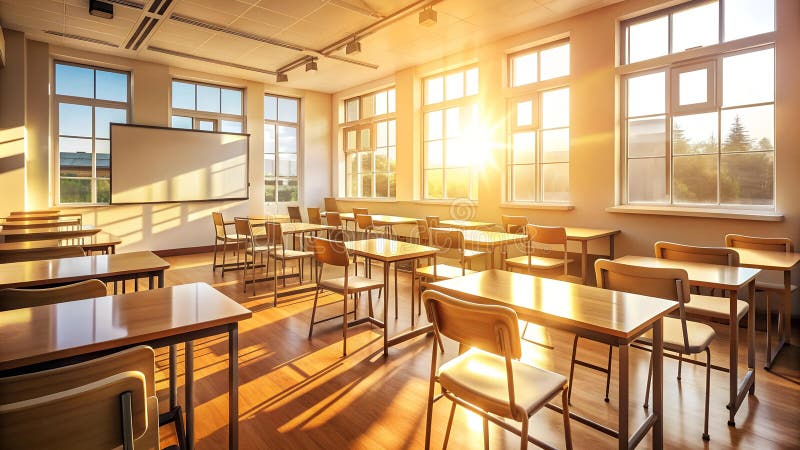 Sun-Drenched Serenity: a Classroom Bathed in Warm Light Generative AI ...