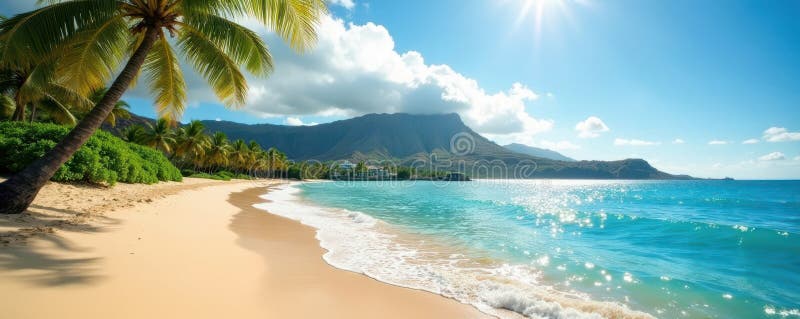 Sun Drenched Waikiki Beach, Diamond Head Backdrop, Beautiful, Ocean ...