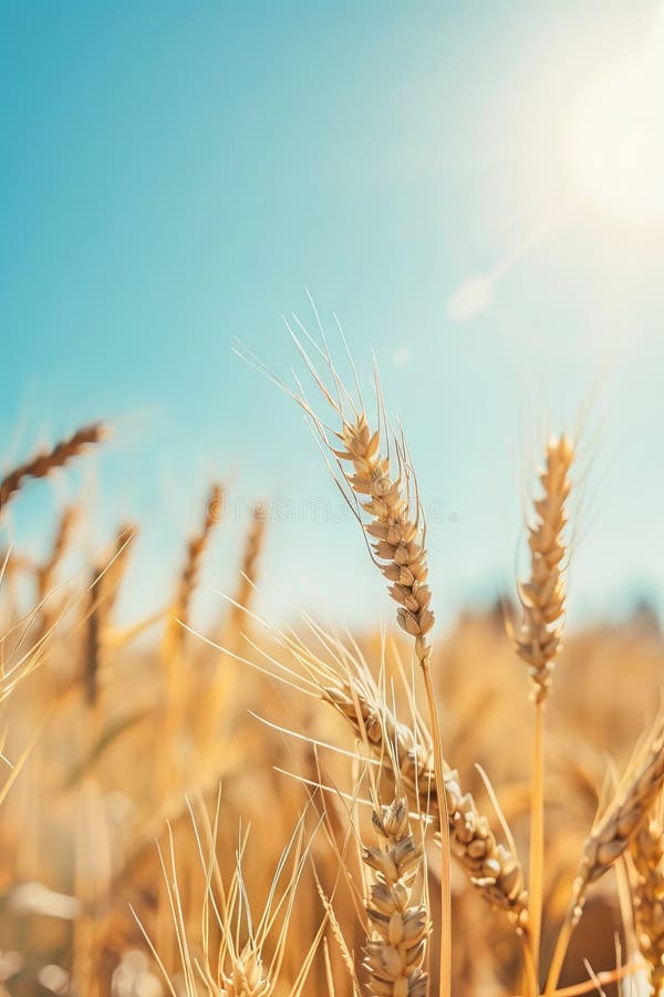A Sundrenched Wheat Field with a Clear Horizon Creating a Simple yet ...