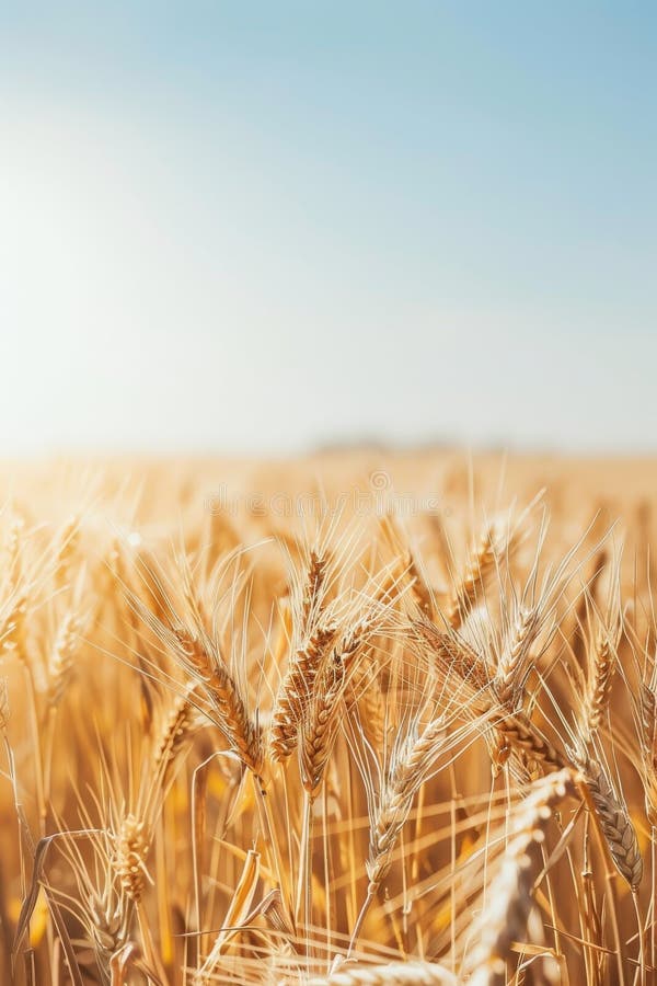 A Sundrenched Wheat Field with a Clear Horizon Creating a Simple yet ...