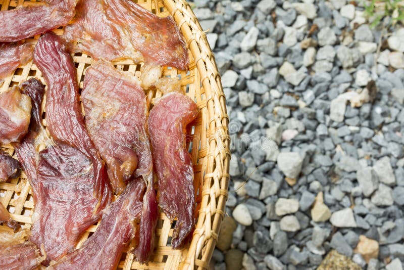 Sun Dried Beef on the Threshing Basket Stock Image - Image of macro ...