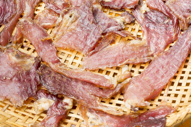 Sun Dried Beef on the Threshing Basket Stock Image - Image of dinner ...