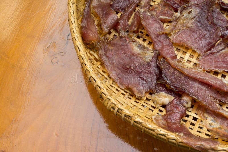 Sun Dried Beef on the Threshing Basket Stock Photo - Image of closeup ...