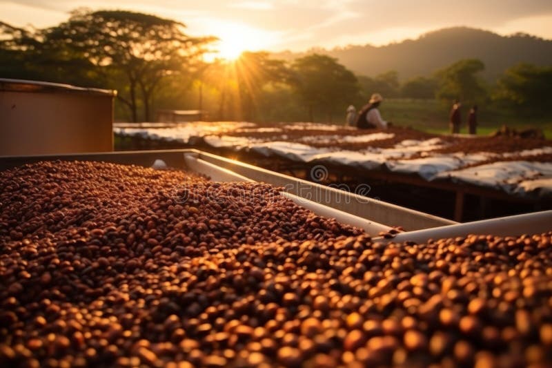 Sun Dried Coffee Berries the Process of Separating Pulp from Beans for ...