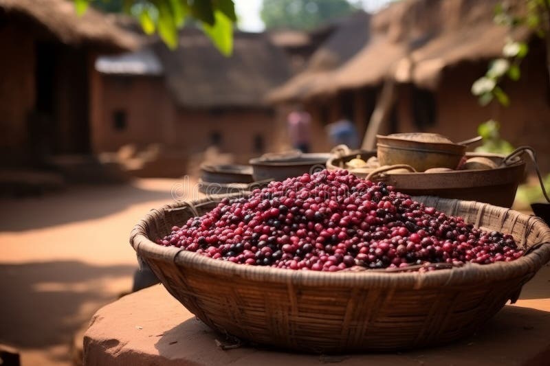 Sun Dried Coffee Berries the Process of Separating Pulp from Beans for ...