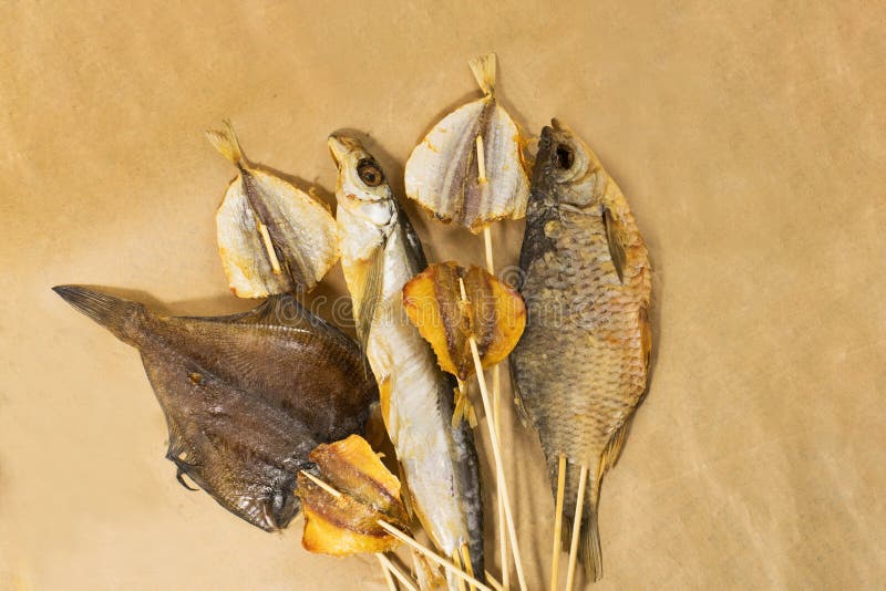 Sun Dried Fish. Fish on the Brown Craft Paper. Bleak. Stock Photo ...