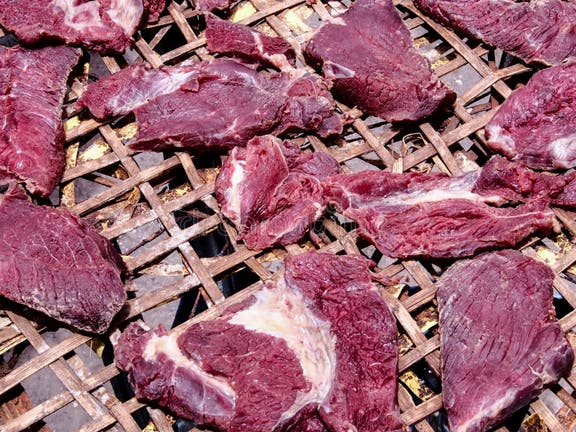 Sun-dried Meat on the Basket Stock Image - Image of market, ingredient ...
