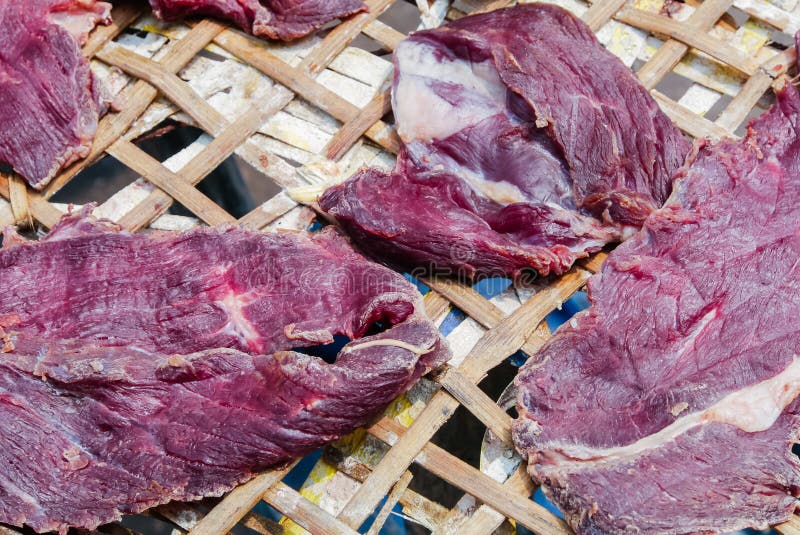 Sun-dried Meat on the Basket Stock Image - Image of delicious ...