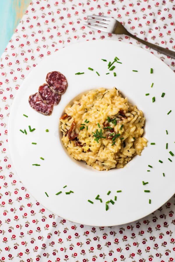 Sun Dried Tomatoes and Chorizo Risotto Stock Image - Image of served ...