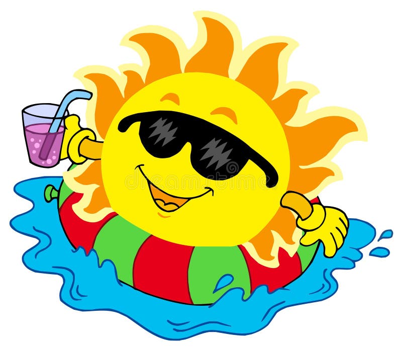 Sun with drink in water stock vector. Illustration of happy - 10255730