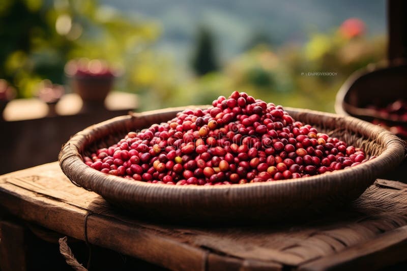 Sun Drying Coffee Berries the Process of Separating Pulp from Beans for ...