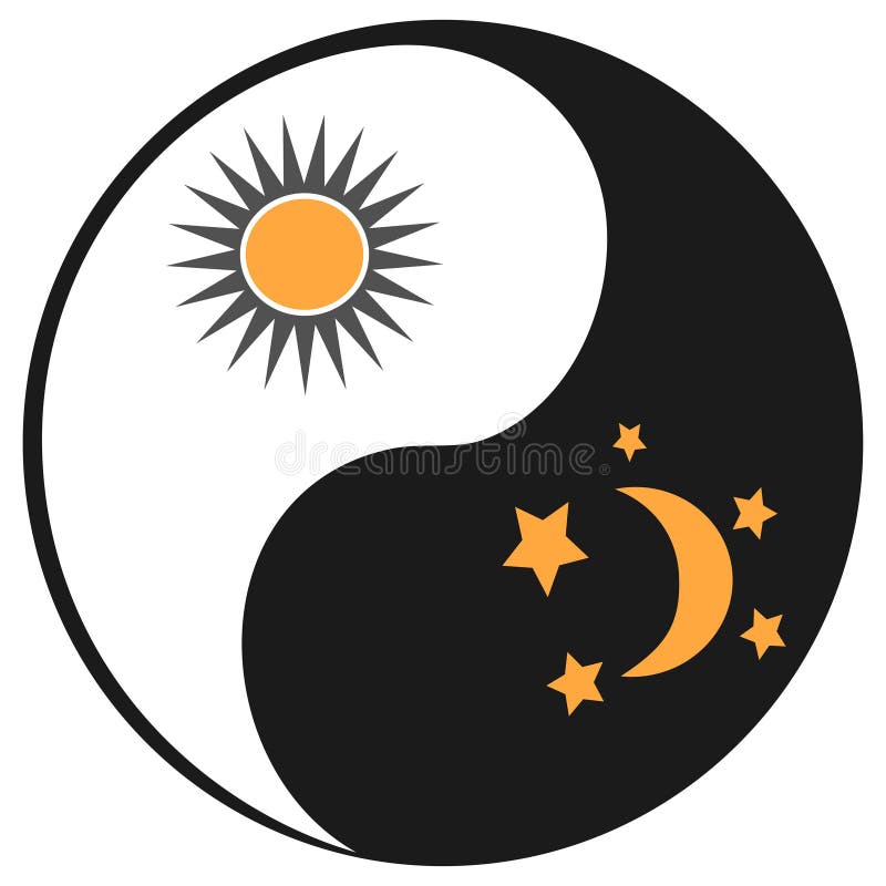 Sun E Luna Nel Simbolo Ying Di Yang Illustrazione Vettoriale ...