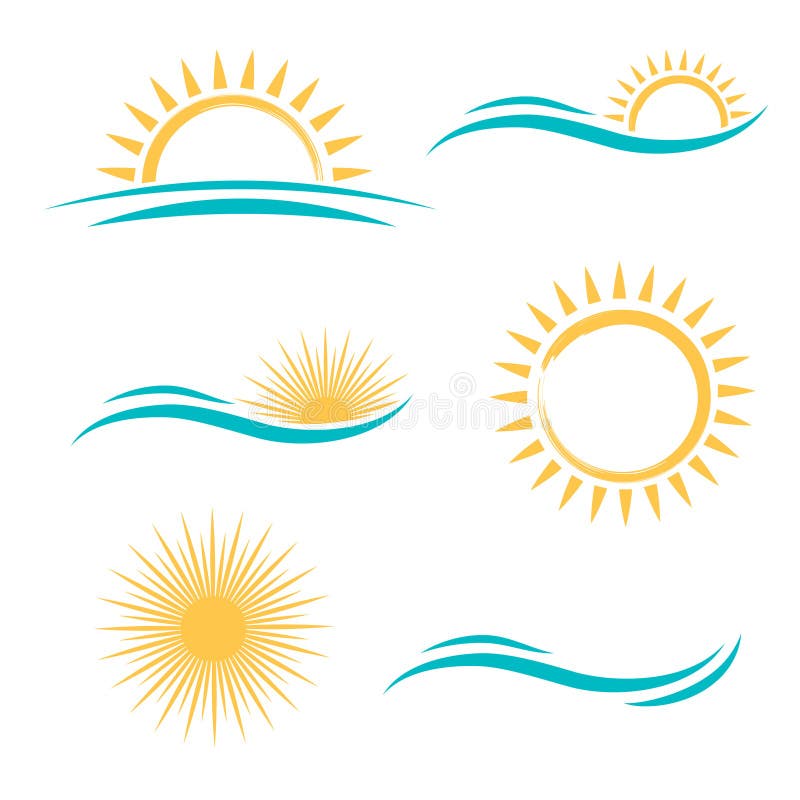 Sun e mare Logo Set illustrazione di stock. Illustrazione di simbolo ...