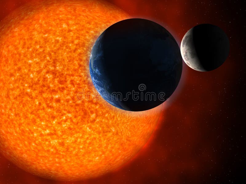 Sun and Earth stock illustration. Illustration of planet - 11735358