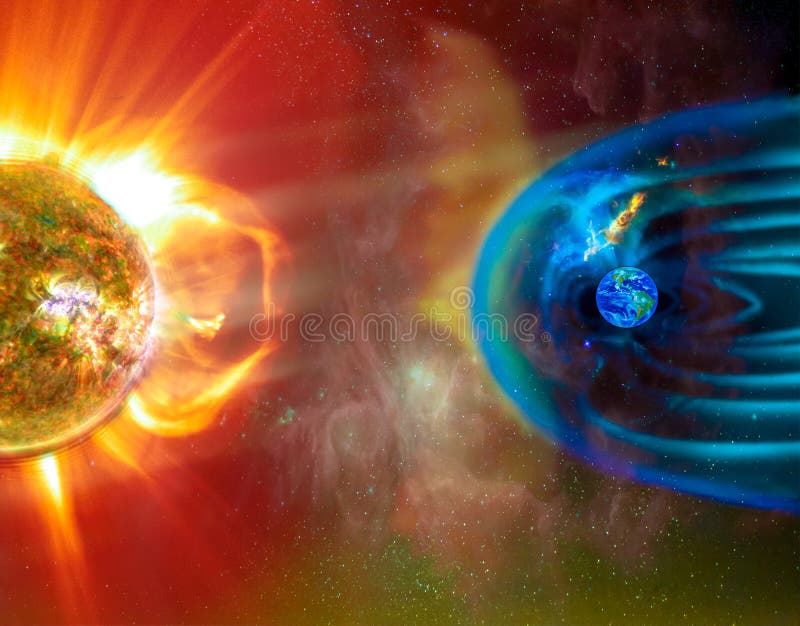 The Sun-Earth Connection Space Weather. Stock Image - Image of layers ...