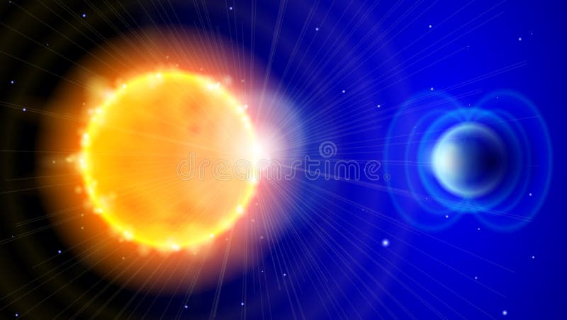 Sun and Earth in the Depths of Space Stock Vector - Illustration of ...