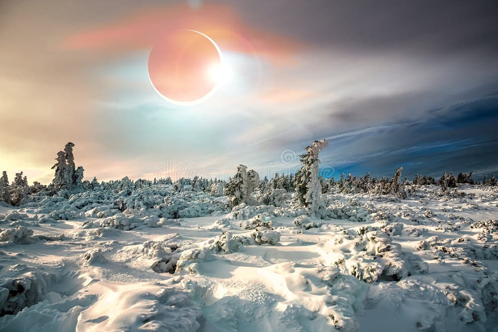 Crescent in the Snow Forest in Winter Stock Image - Image of deserted ...