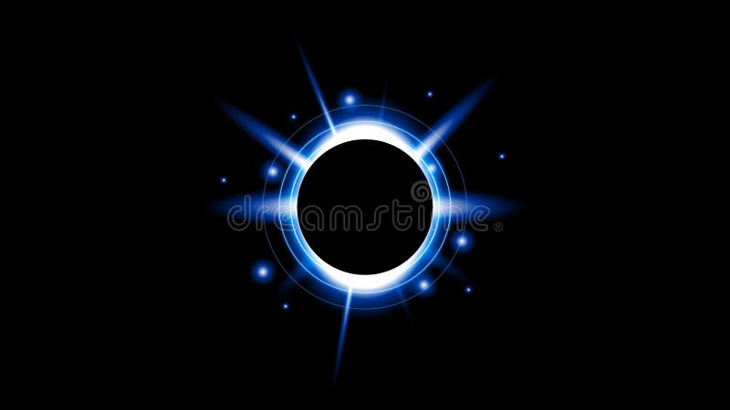 Sun Eclipse Blue Color Fire Dark Background Vector Moon Design Style ...