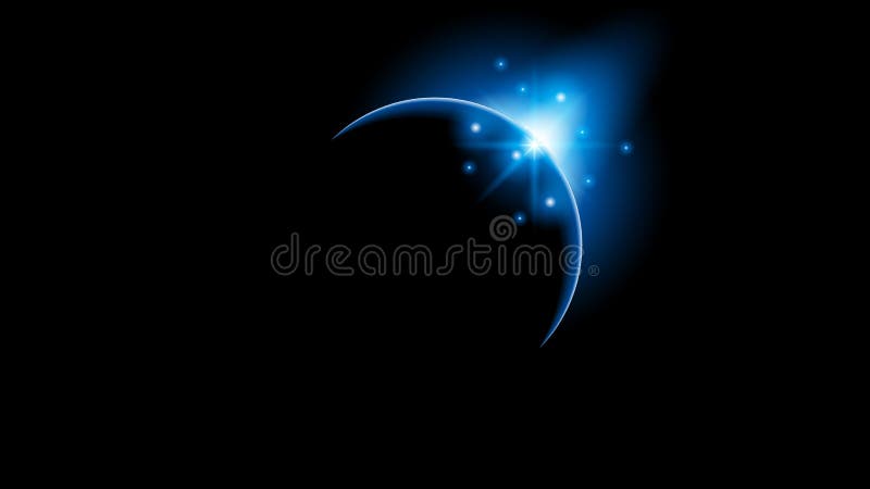 Sun Eclipse Blue Color Fire Dark Background Vector Moon Design Style ...