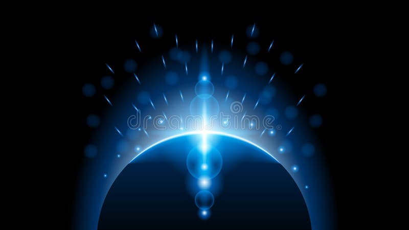 Sun Eclipse Blue Color Fire Dark Background Vector Moon Design Style ...