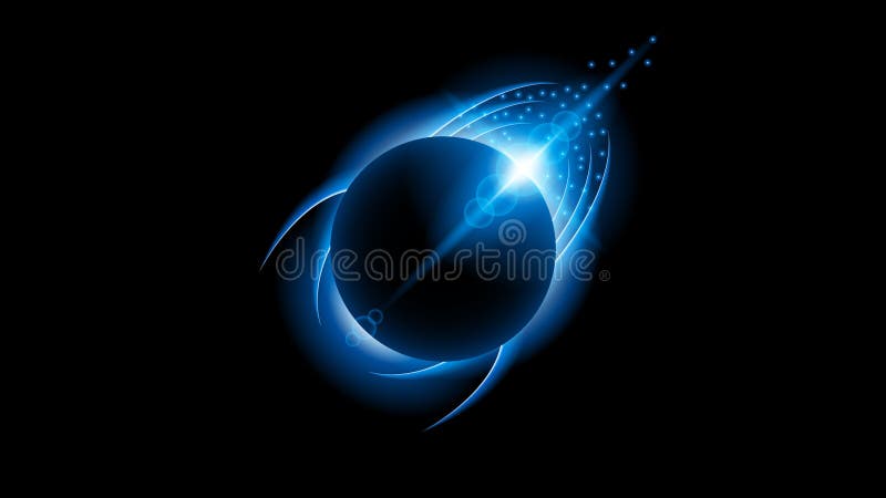 Sun Eclipse Blue Color Fire Dark Background Vector Moon Design Style ...