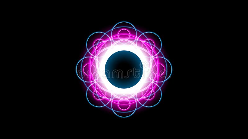Sun Eclipse with Blue and Pink Fire on Dark Background, Vector. Moon ...