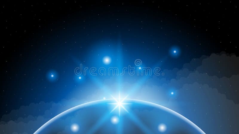 Sun Eclipse Color Blue Fire Dark Background Vector Moon Design Style ...