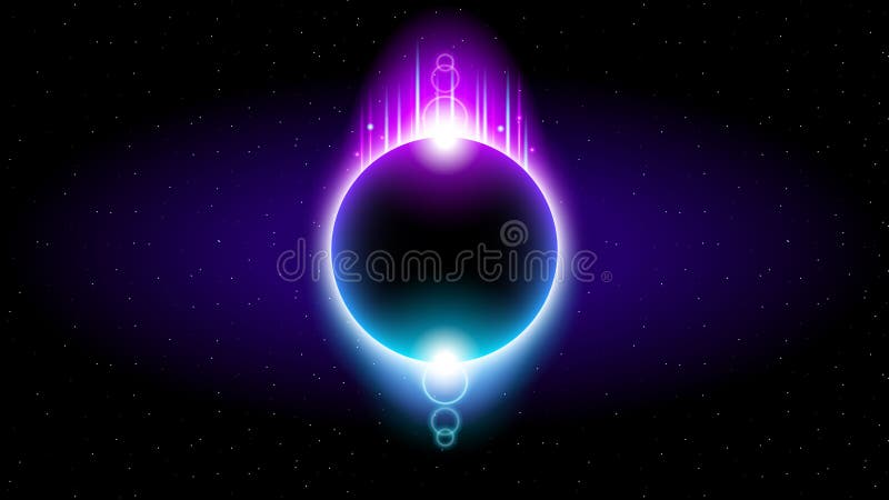 Sun Eclipse Purple Color Fire Dark Background Vector Moon Design Style ...