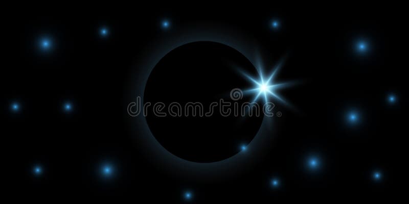 Sun Eclipse Color Fire Dark Background Vector Moon Design Style Stock ...